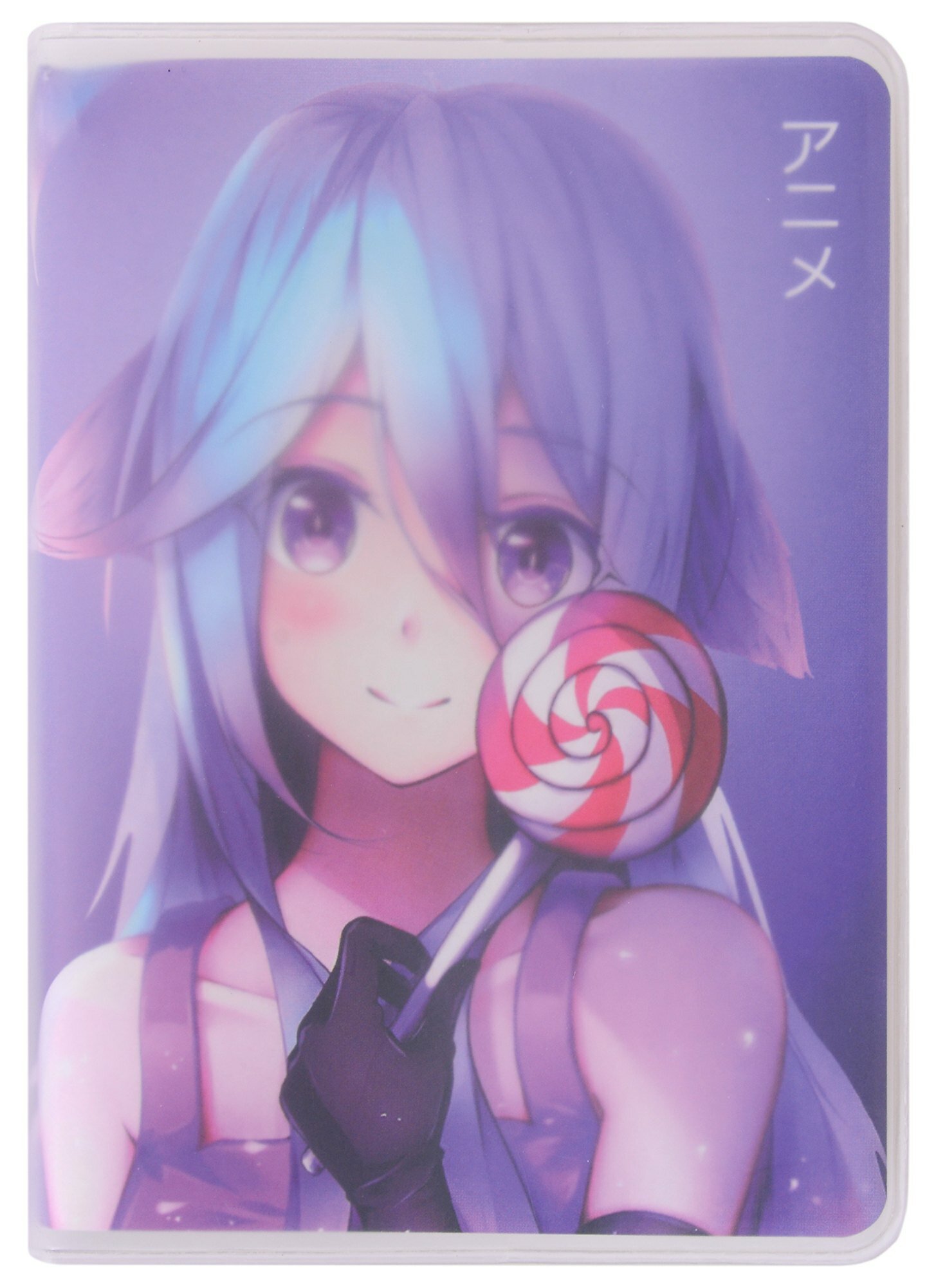 Записная книжка А7 80л кл. "Аниме. Девушка с леденцом" в ПВХ-обложке, тонир. внутр. блок