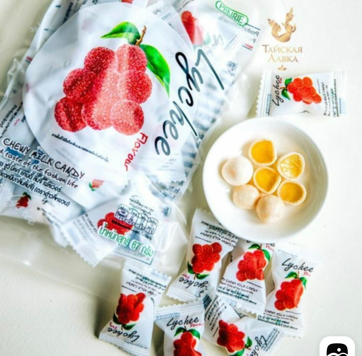 Жевательные молочные конфеты со вкусом личи бренда Prairie My Chewy 67 гр Тайланд , 1 шт