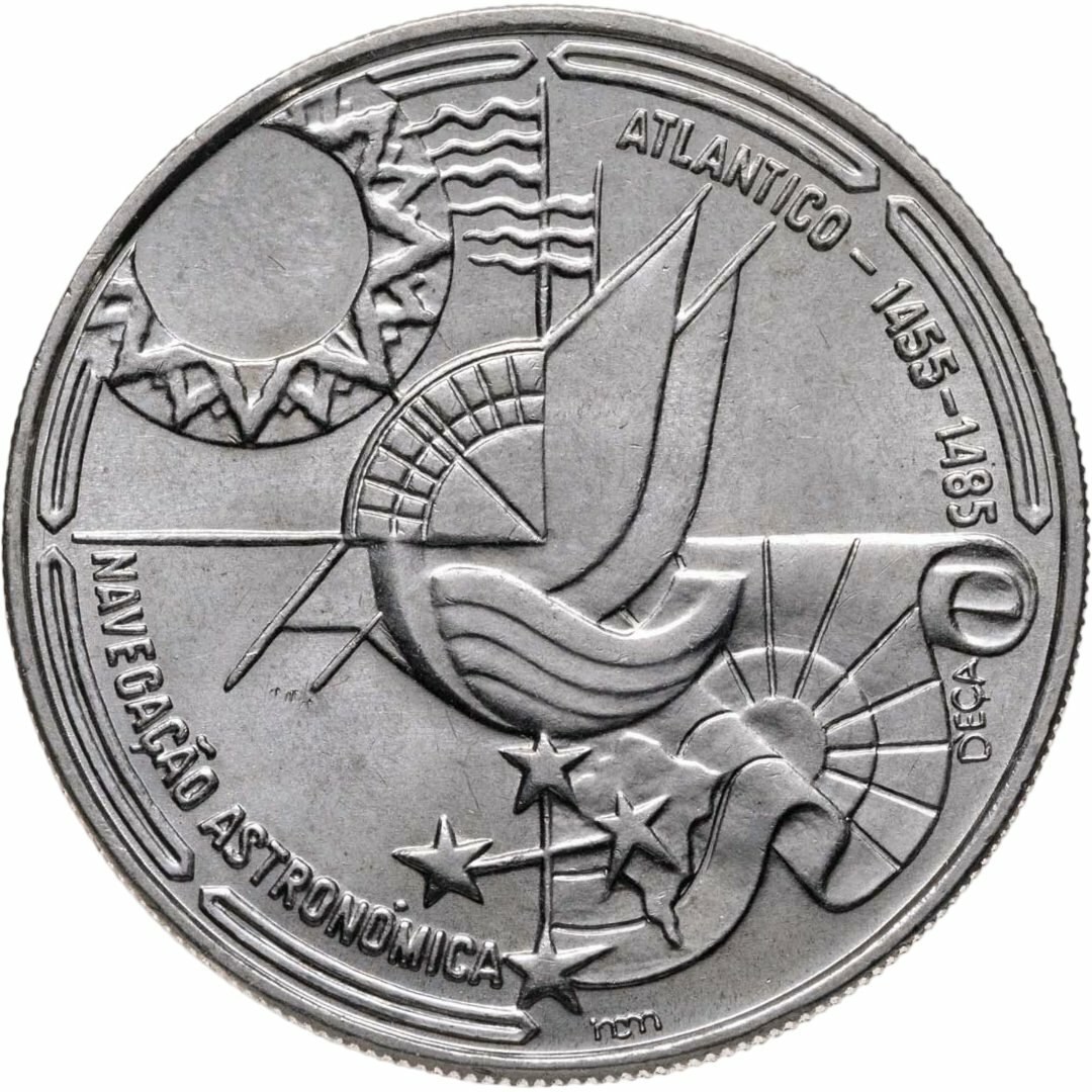 Португалия 100 эскудо escudos 1990 Золотой век открытий - Астронавигация, Мельхиор медь-никель, в сохранности AU-UNC