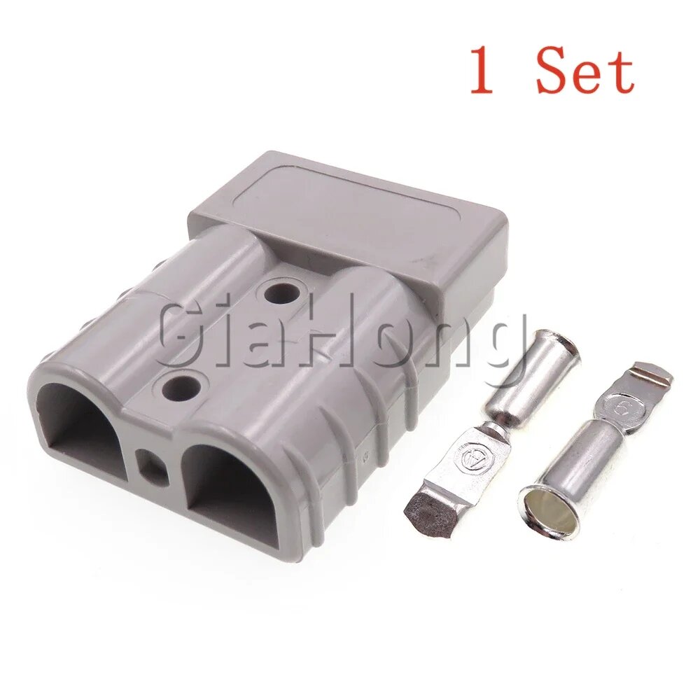 Двухполюсный силовой разъем Anderson 50А 600В с медными контактами Grey