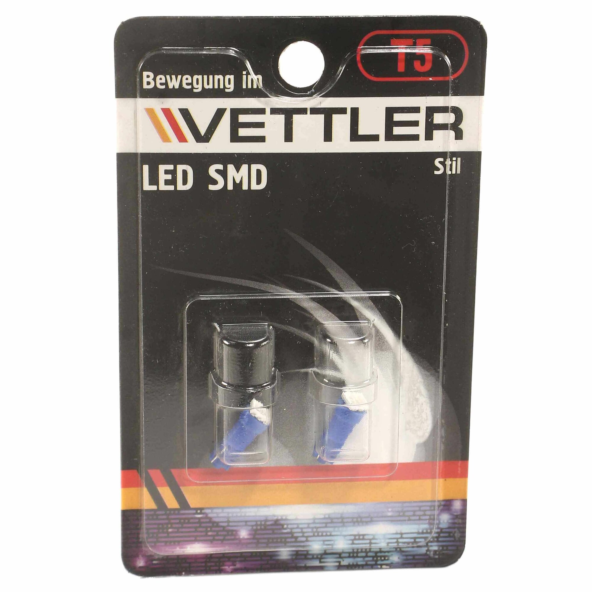 Лампа светодиодная 12V T5 бесцокольная (панель приборов) 1 SMD голубой (W2*4.6d) к-т 2 шт