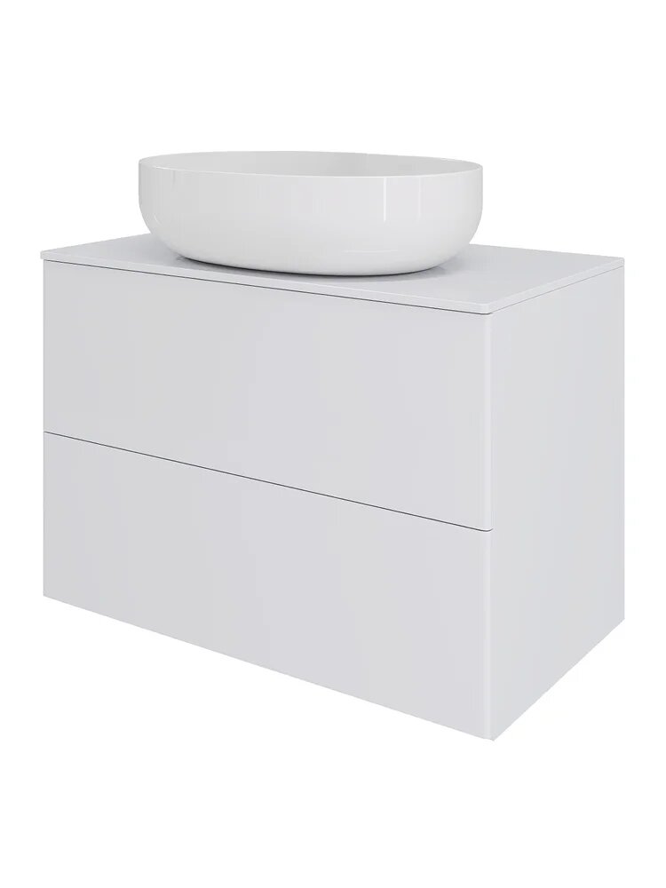 Тумба с раковиной Orange Otto 75 подвесная, 75, 4 см, со столешницей, белая, глянцевая, из МДФ, с ящиками, раковина для ванной, фарфоровая, овальная