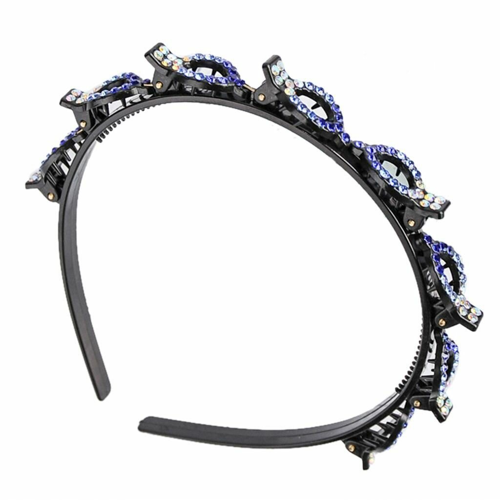 Ободок для сломанных волос, фиксирующий челку заколкой-синий