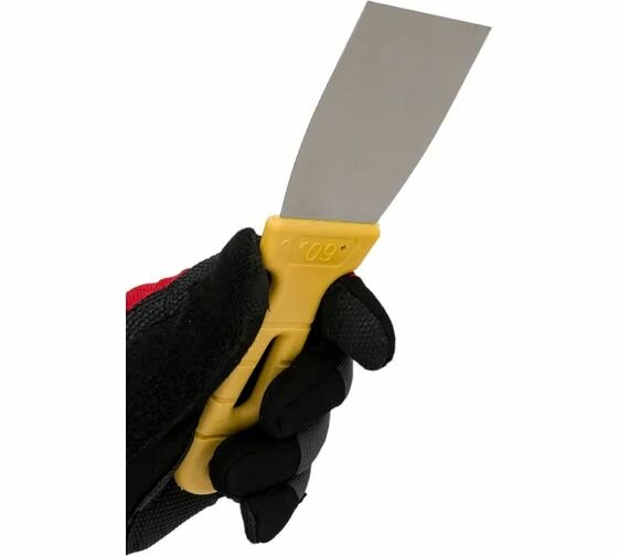 Фасадный шпатель (60 мм, нержавеющая сталь, желтая ручка) Biber мастер