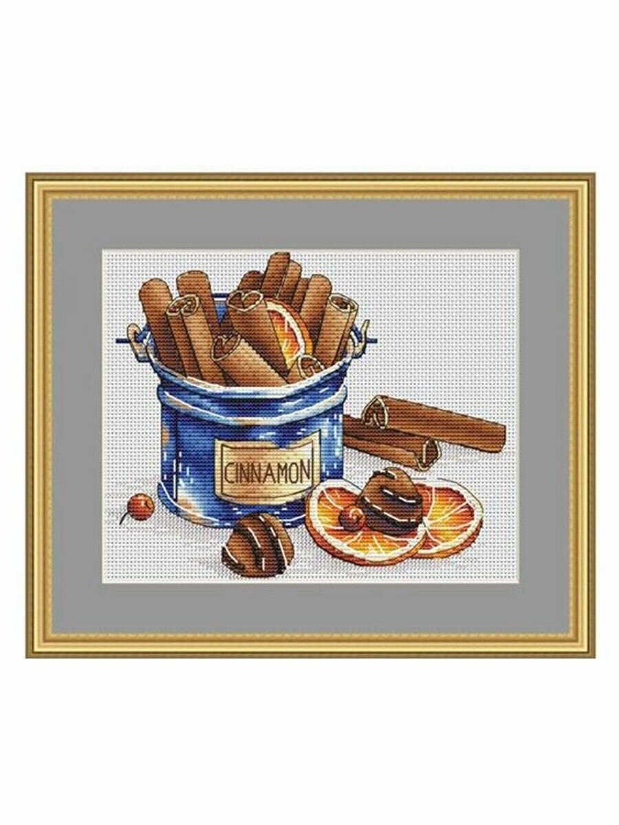 Набор для вышивки крестом Amishop "Банка с корицей", 13 x 16 см, 25 цветов, 109 x 87 стежков, 18CT