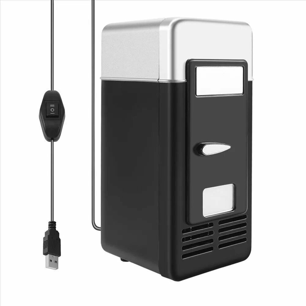 Мини-холодильник с USB-портом, морозильная камера для холодных перевозок, небольшой портативный холодильник для газировки в автомобиле, черный цвет