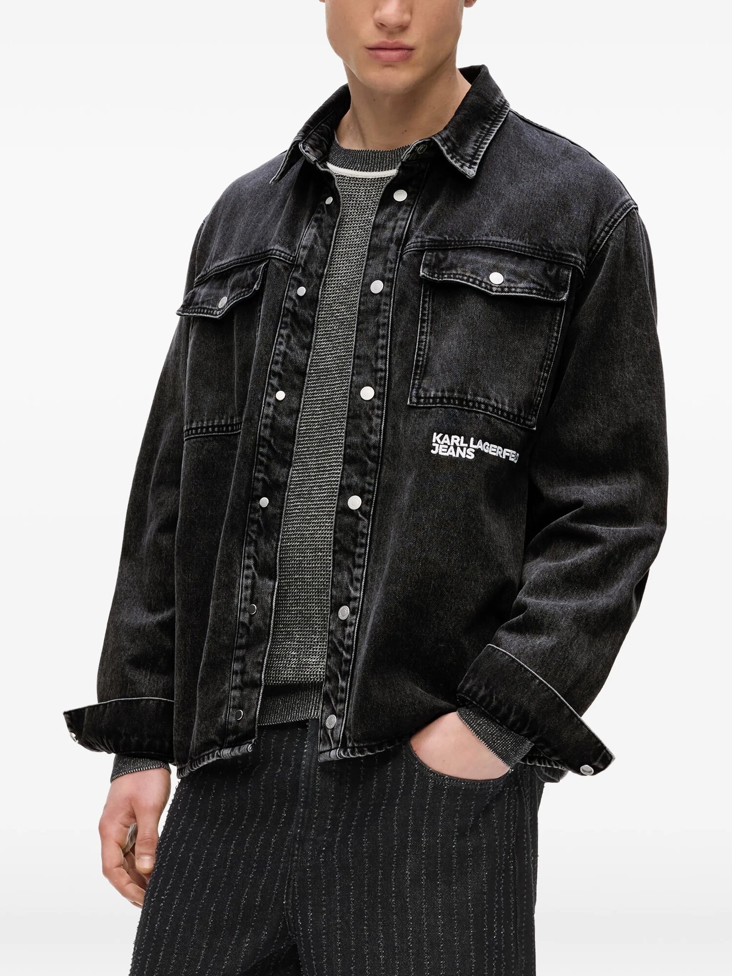 Рубашка KARL LAGERFELD JEANS, размер XS, black / black — фото 1