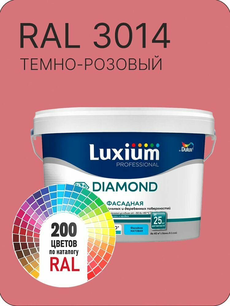 Краска для минеральных и деревянных фасадов Dulux Diamond темно - розовый Ral 3014 9 л.