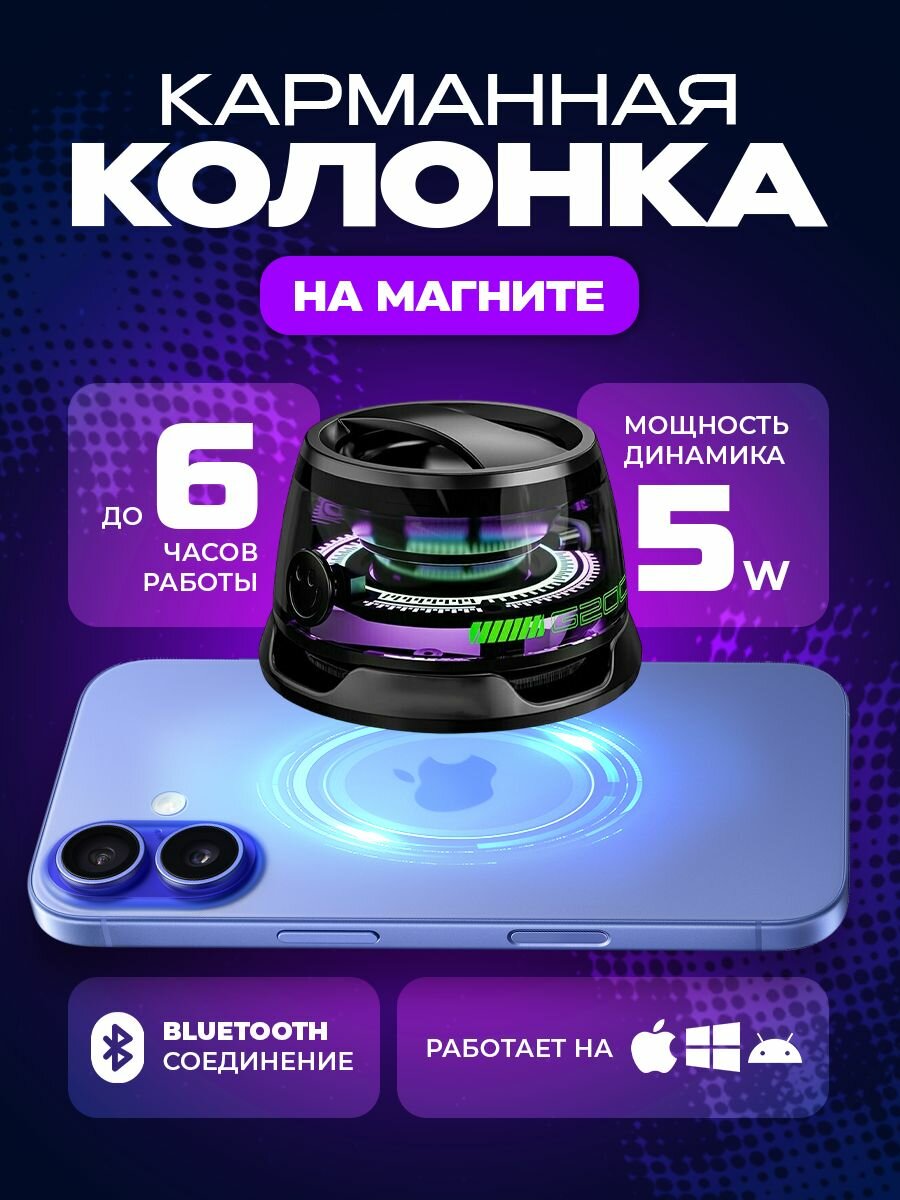 Колонка беспроводная Bluetooth портативная, маленькая мини музыкальная колонка на магните для велосипеда