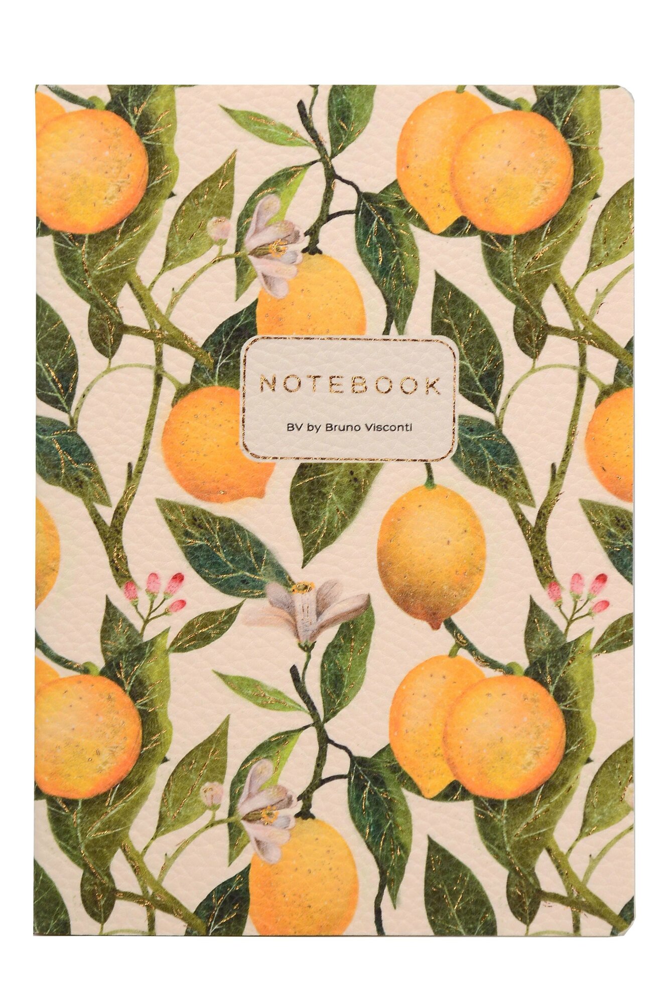 Книга для записей А5 60л кл. "FLORA.PARADISE.LEMONS" иск. кожа, сшивка, Bruno Visconti