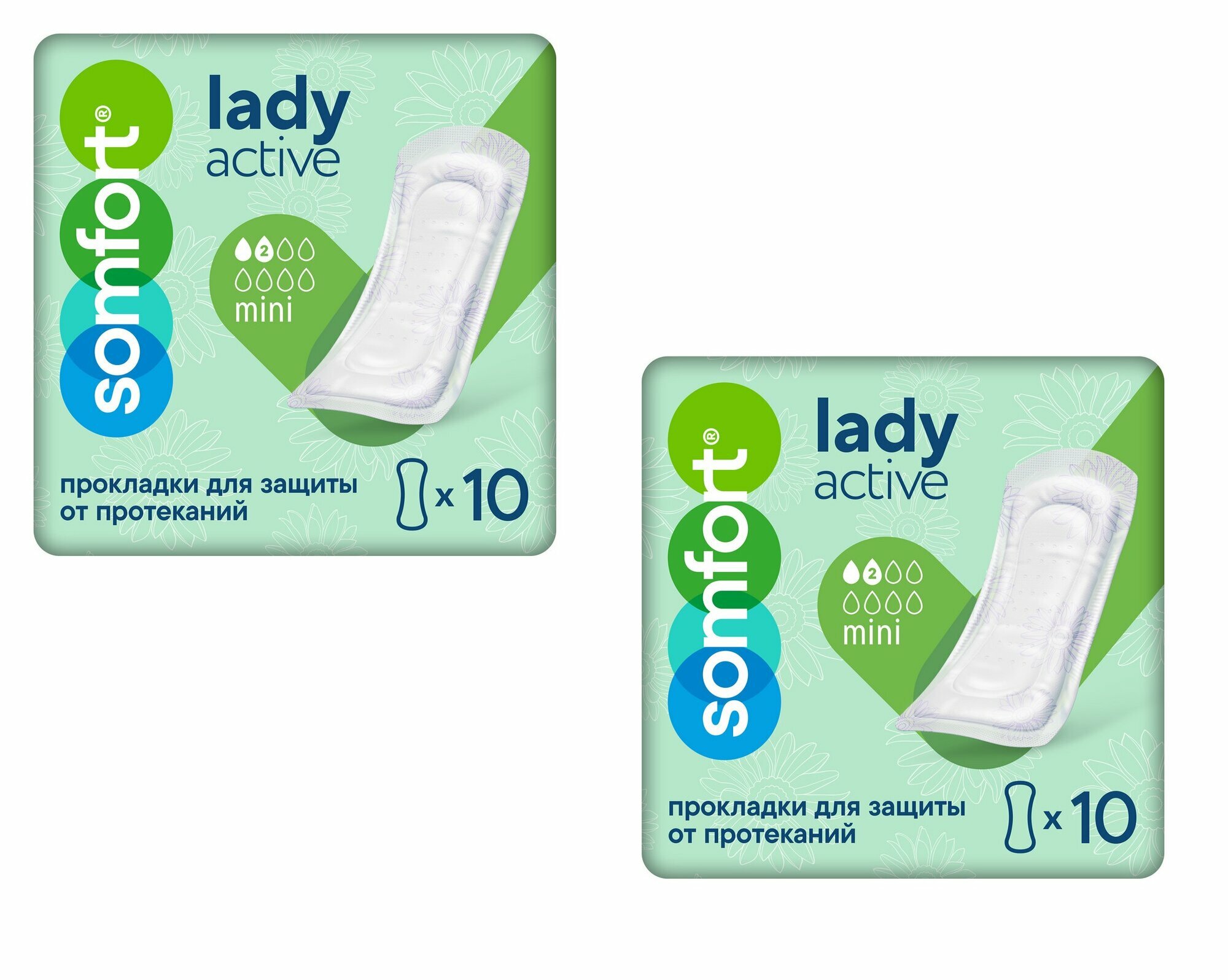 Прокладки урологические Mini Somfort Lady Active 10шт 2упаковки