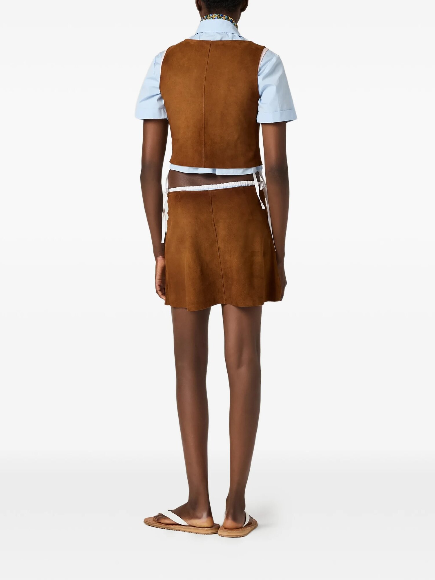 Юбка Miu Miu Waxed suede miniskirt, размер 42, brown — фото 1