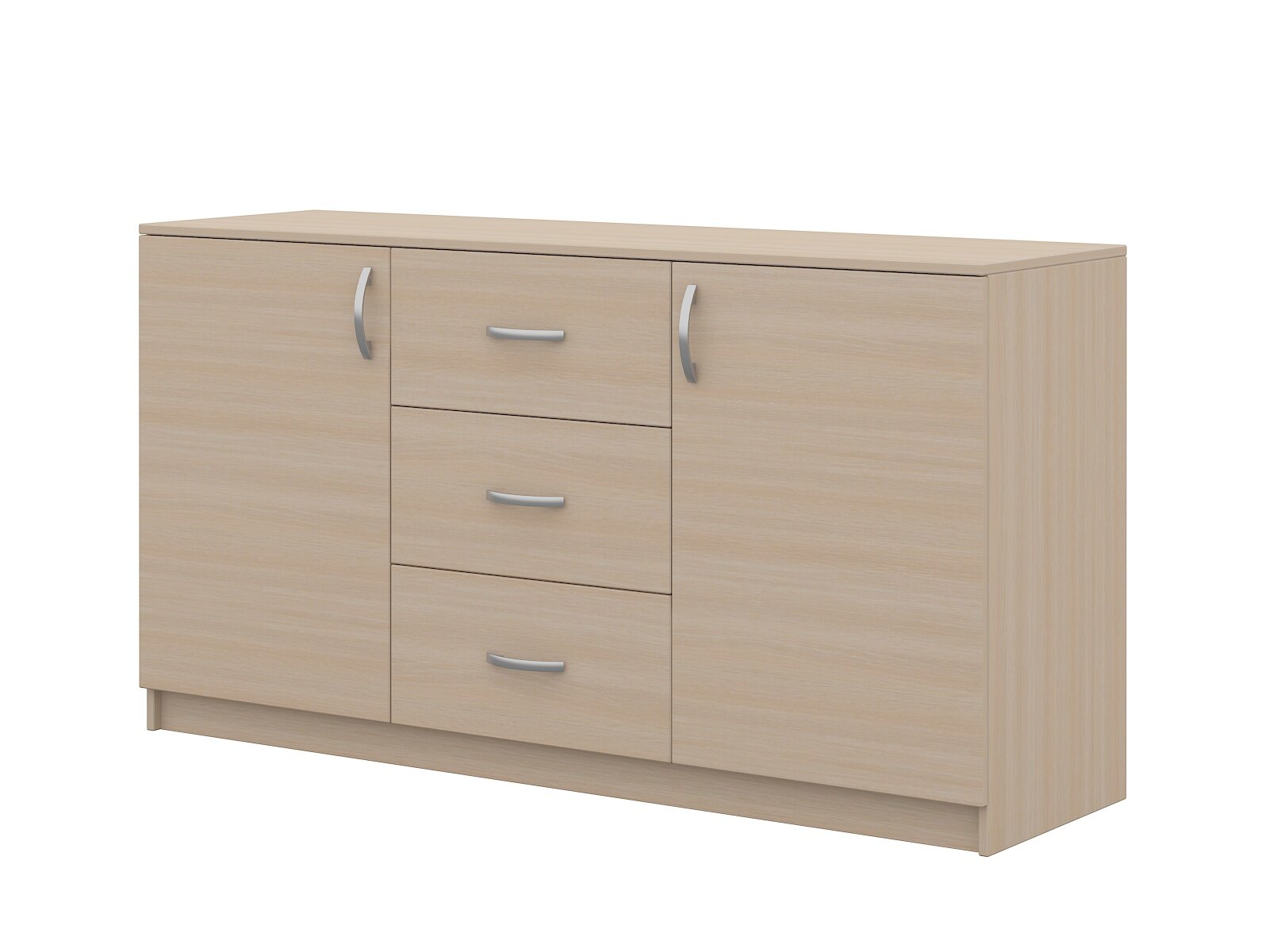 Комод "колизей" КД-1/5 дуб молочный, (ШхГхВ) (1400х430х850)мм, шариковые направляющие, 3 ящика, 2 дверки, 2 полки