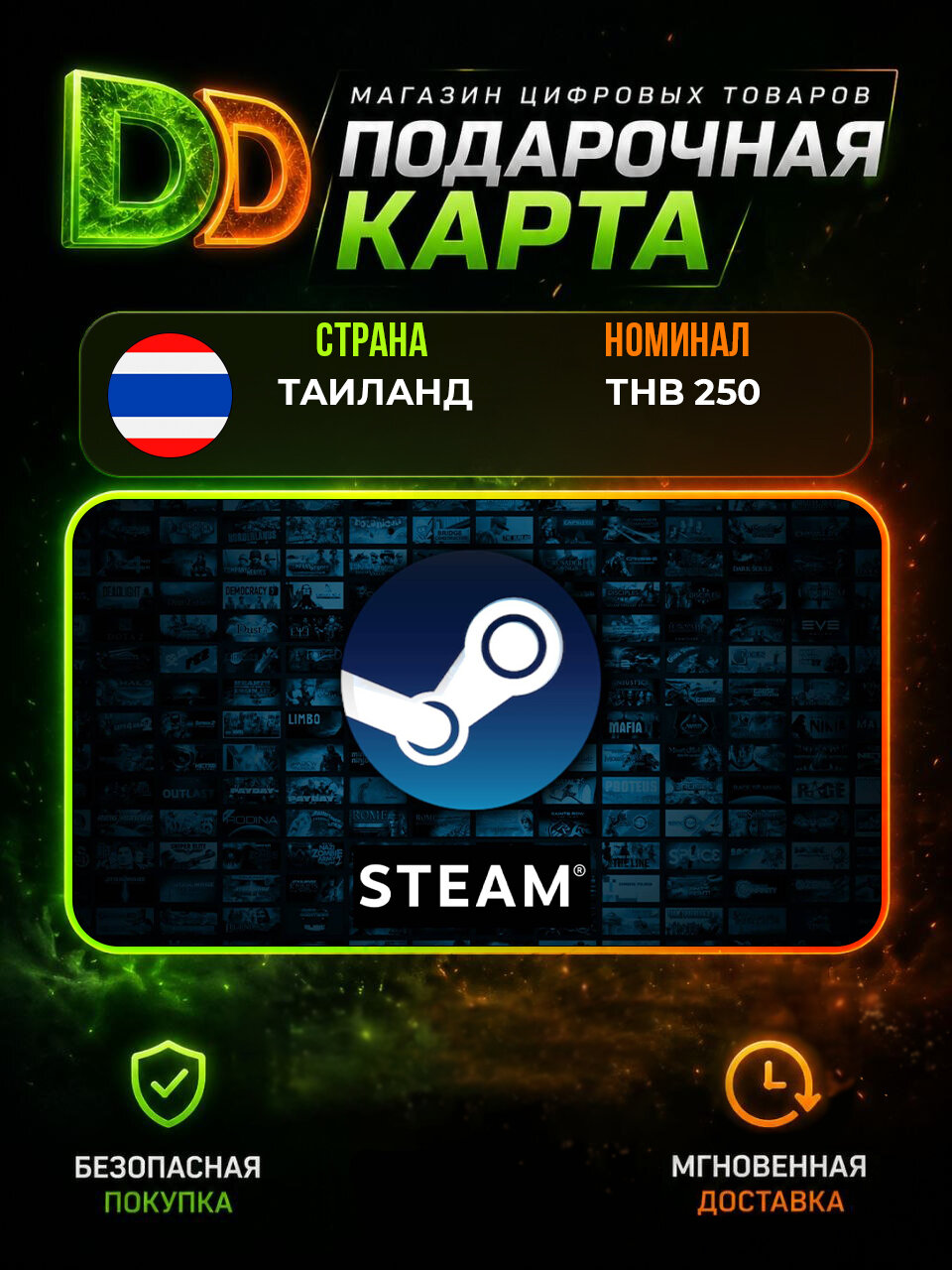 Подарочная карта Steam Wallet на 250 Тайских бат | Таиланд | Оригинальный код