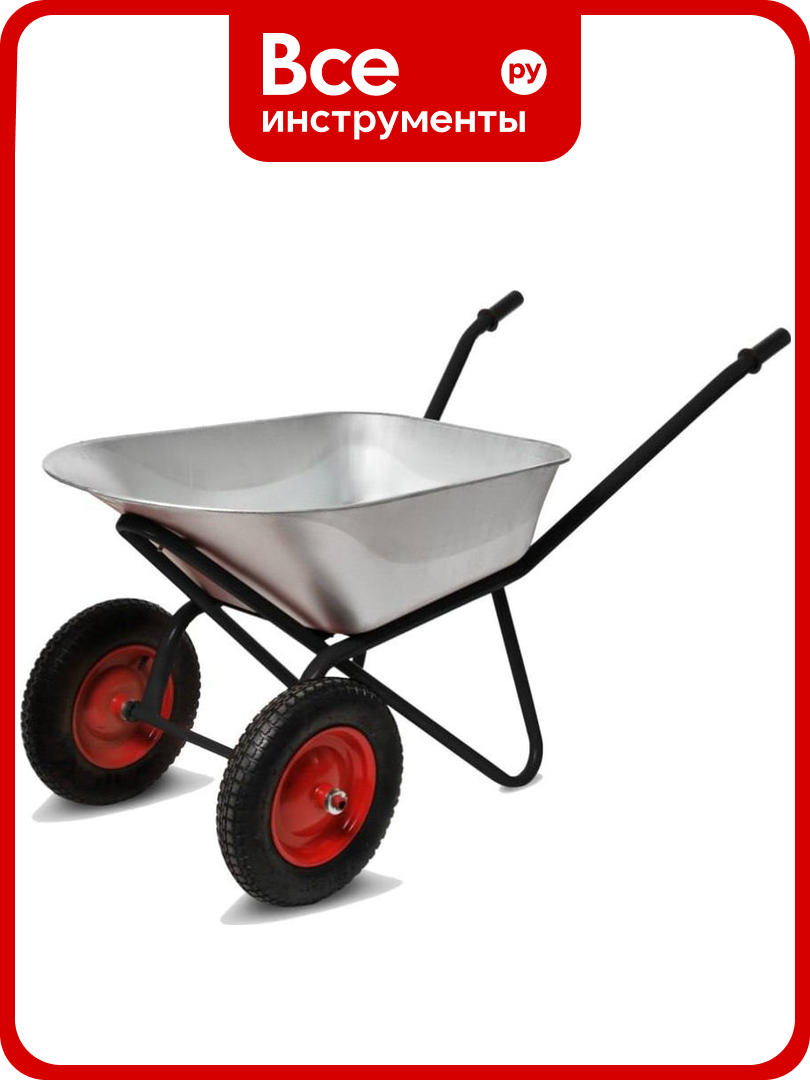 Строительная тачка с пневмоколесом бизон двухколесная, 110 л / 250 кг 13810 Черный, зеленый, прочной