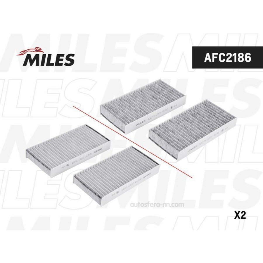 MILES AFC2186 Фильтр салона HONDA CIVIC 02/01- (упак.2шт.) угольный