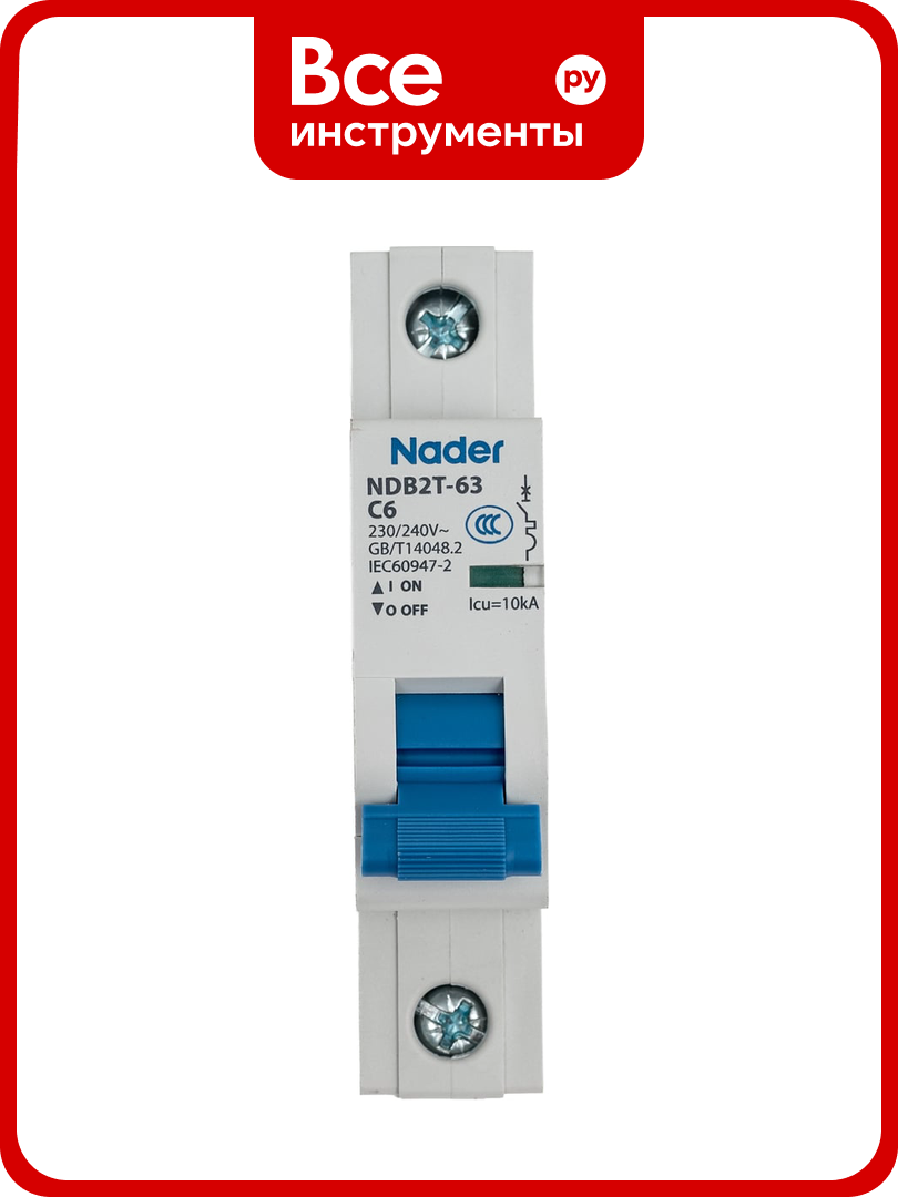 Модульный автоматический выключатель Nader NDB2T-63C6/1P 112500052