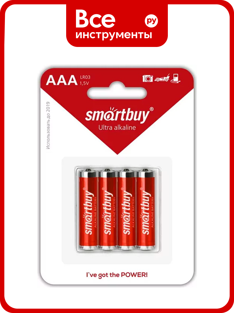 Батарейка Smartbuy алкалиновая lr03/4b (48/480) упаковка 4 шт. SBBA-3A04B