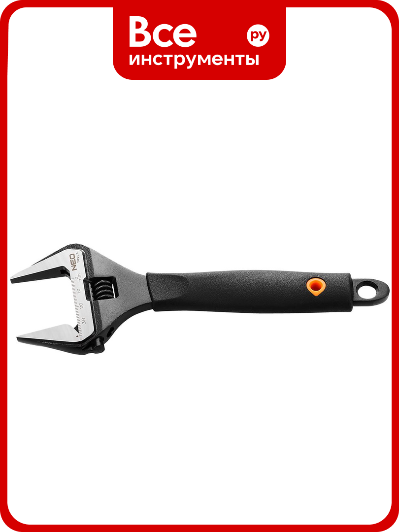 Разводной ключ NEO Tools CrV, 200 мм, 0-38 мм 03-014, для труднодоступных мест