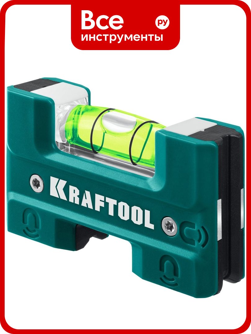 Магнитный уровень для розеток KRAFTOOL Electric 34786, брусковый уровень с магнитом и противоударным ABS корпусом