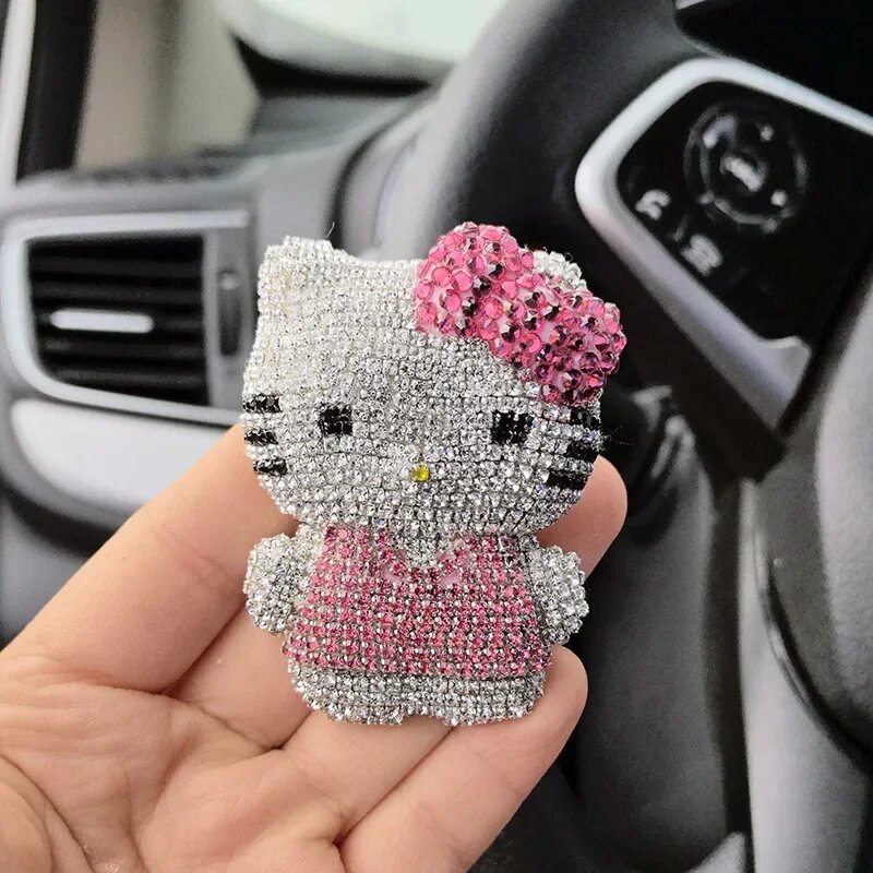 Милые товары с изображением Hello Kitty в стиле аниме, симпатичные наклейки на вентиляционные отверстия автомобиля, чехлы для телефонов с мульт