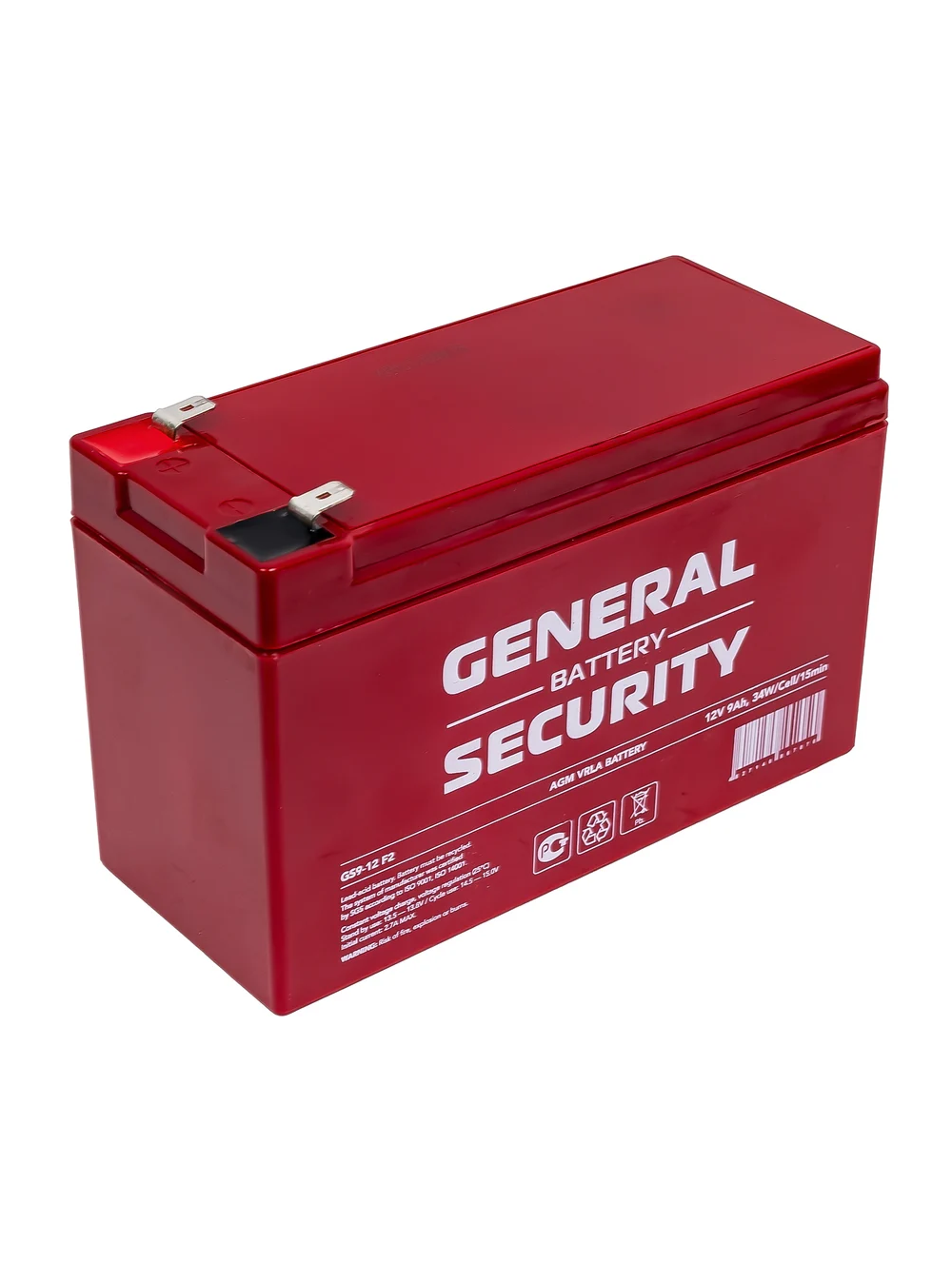 Аккумулятор General Security GS9-12 F2, необслуживаемый, AGM-технология, красный