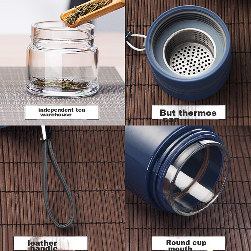 Fuguang Glass Cup, High Borosilicate Tea Cup, Tea-Water Separation Cup, Business Office Portable Plastic And Glass Water Cup for Men And Women