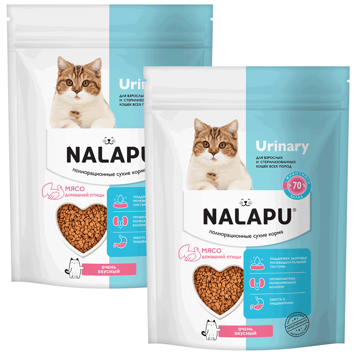 Корм сухой Nalapu Urinary для кастрированных котов и стерилизованных кошек всех пород, домашняя птица, 0,24 кг 2 шт