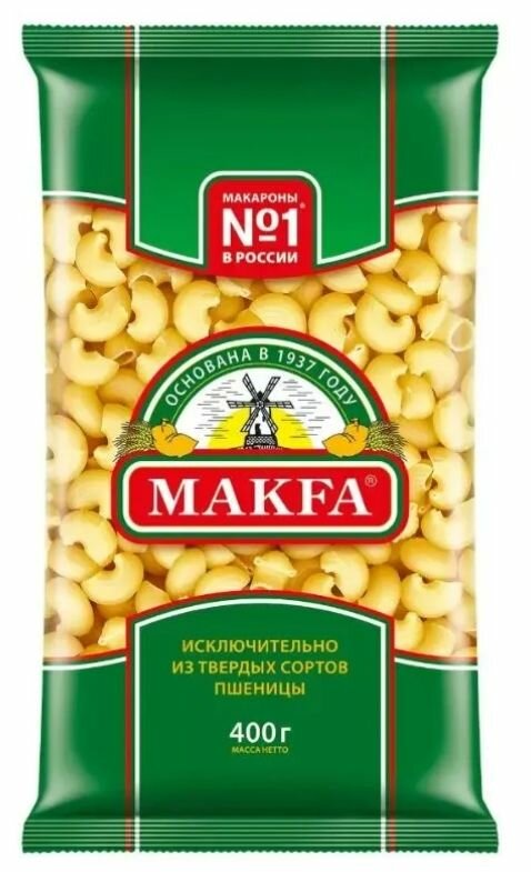 Makfa Макаронные изделия Улитки, из твердых сортов пшеницы, 400 гр