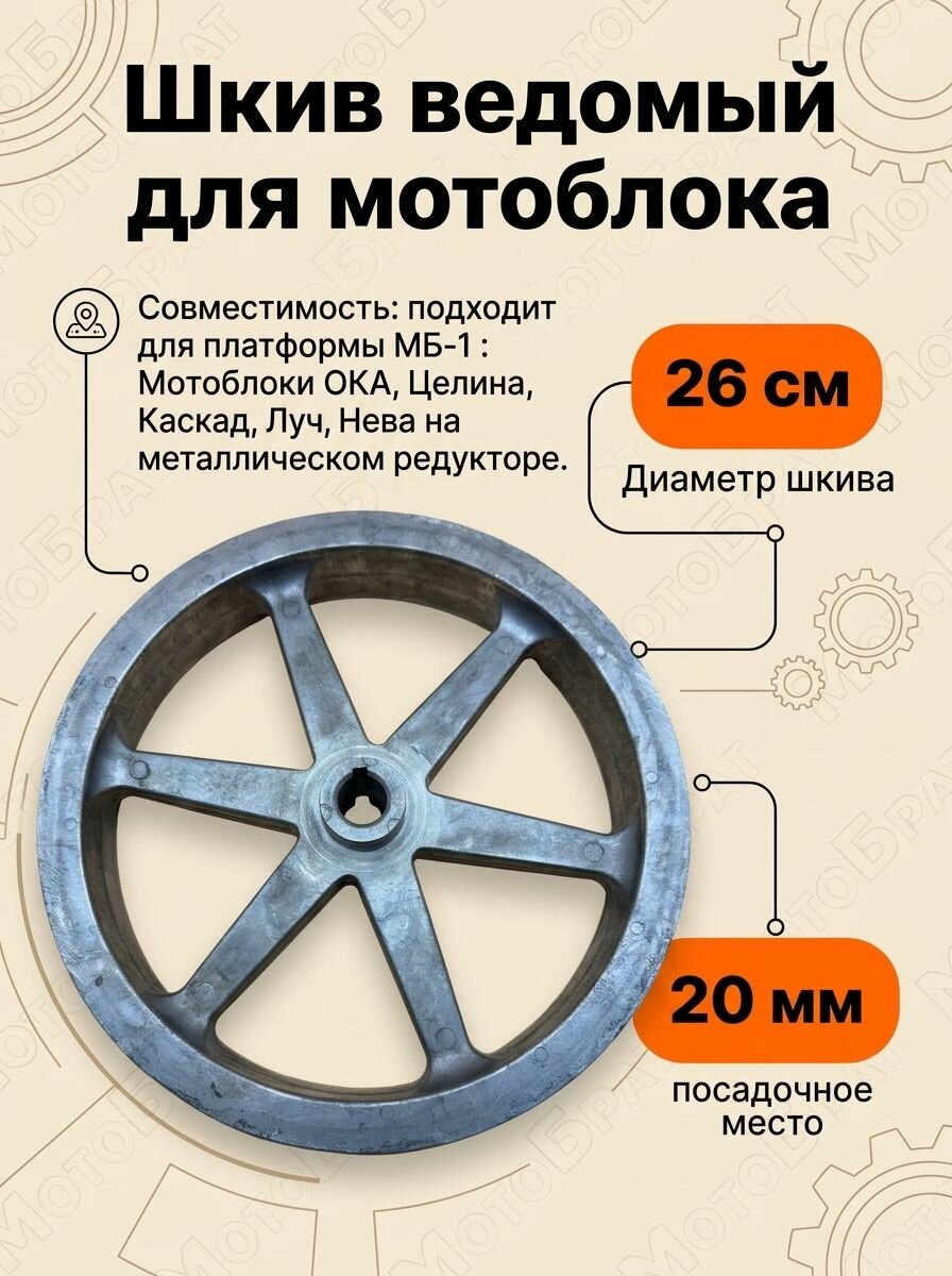 Шкив редуктора мотоблока Целина, Каскад, Ока, Луч