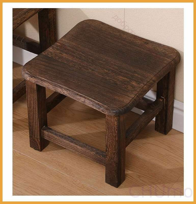Табурет 30×30×35 см из тунмового дерева — низкий деревянный квадратный табурет для кухни, прихожей и ванной в доме