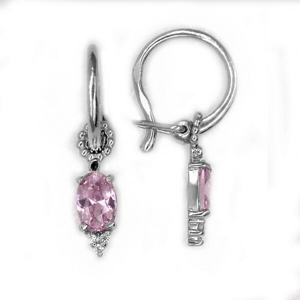 Серьги JEWELIN, серебро, 925 проба, родирование, фианит, кристалл