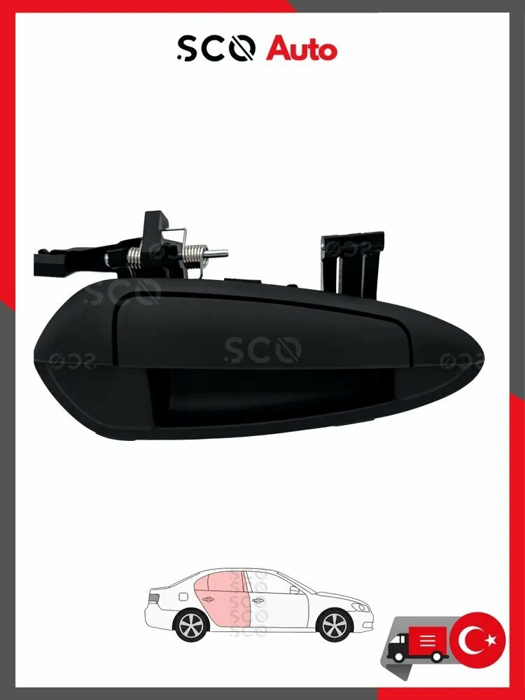 Sco Group Ручка дверная автомобильная, арт. Ручка задней правой двери для Fiat Punto для Grande Punto наружная ручка двери 735470946, 1 шт.