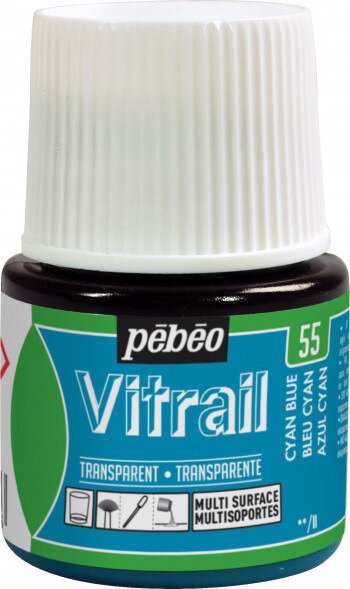 Краска витражная Pebeo Vitrail 45ml, 55 циан