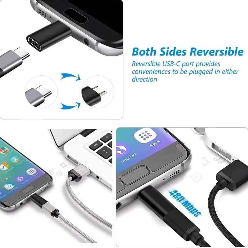 Адаптер USB C - Micro USB, белый (4 шт.) — фото 1