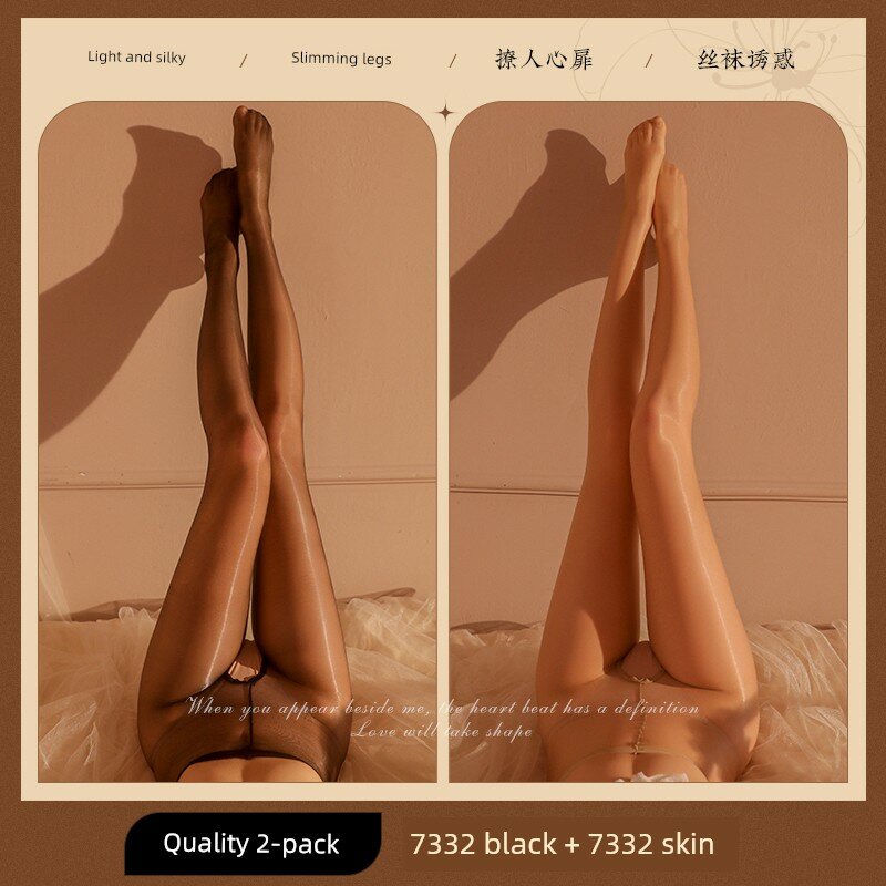 Смешанные цвета чулок с открытым кокетом, глянцевые черные и нюдовые, упаковка 2 шт, гладкая блестящая ткань для