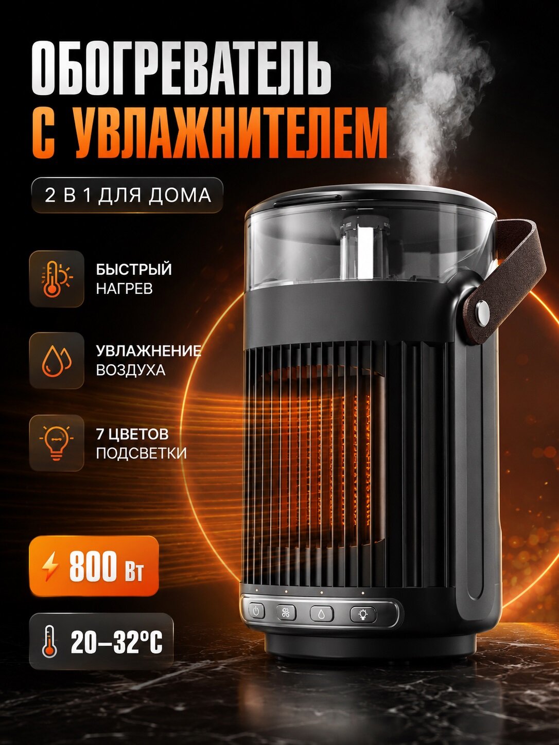 Обогреватель для дома и увлажнитель воздуха 800 Вт