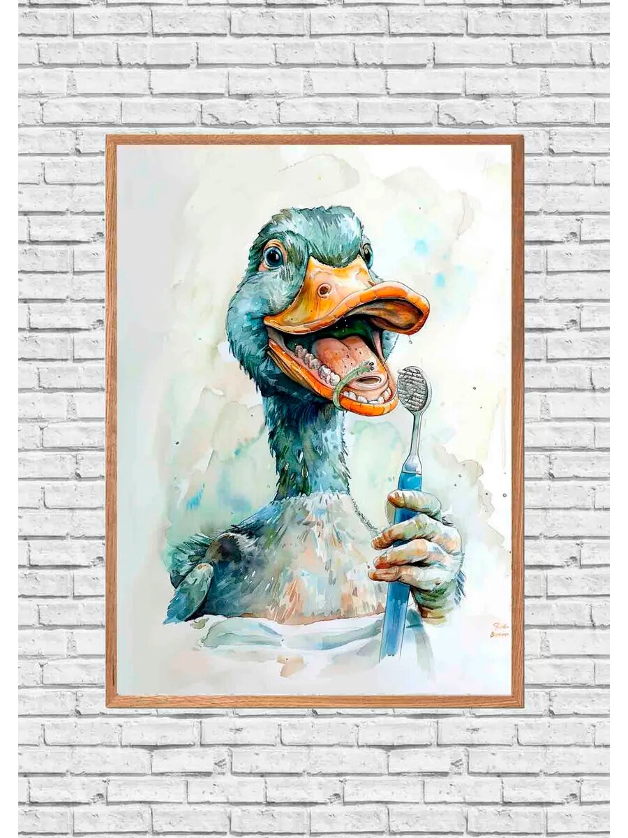 Утка-птичий стоматолог 1, Плакат 30x42см