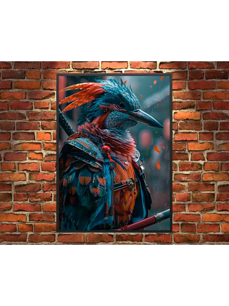 Зимородок-птица-самурай 3, Плакат 30x42см