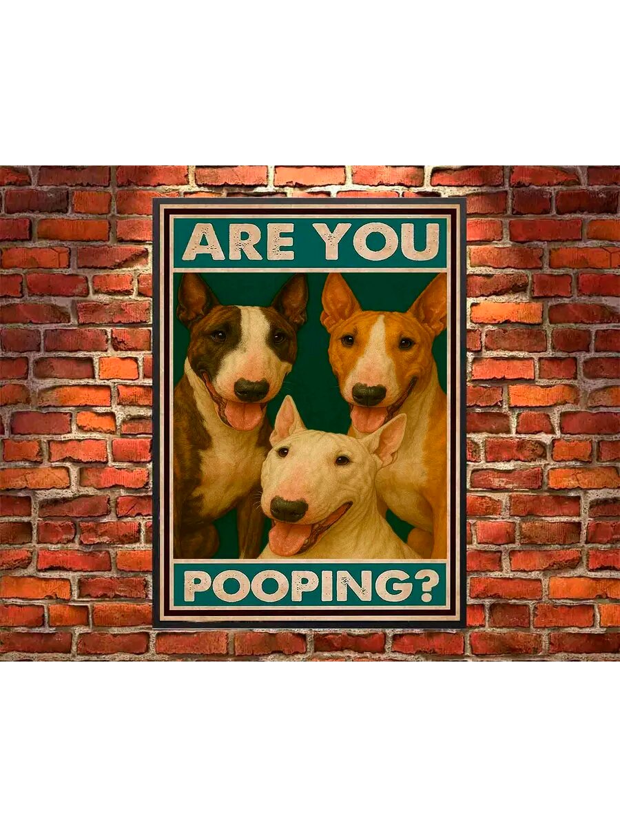 Собака-бультерьер, Are You Pooping, Плакат 30x42см