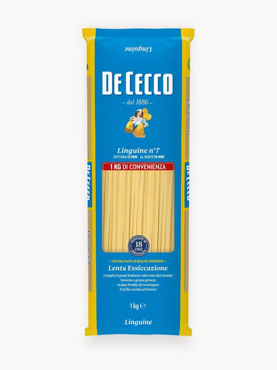 Макаронные изделия De Cecco, лингвине №7, 1000 г.