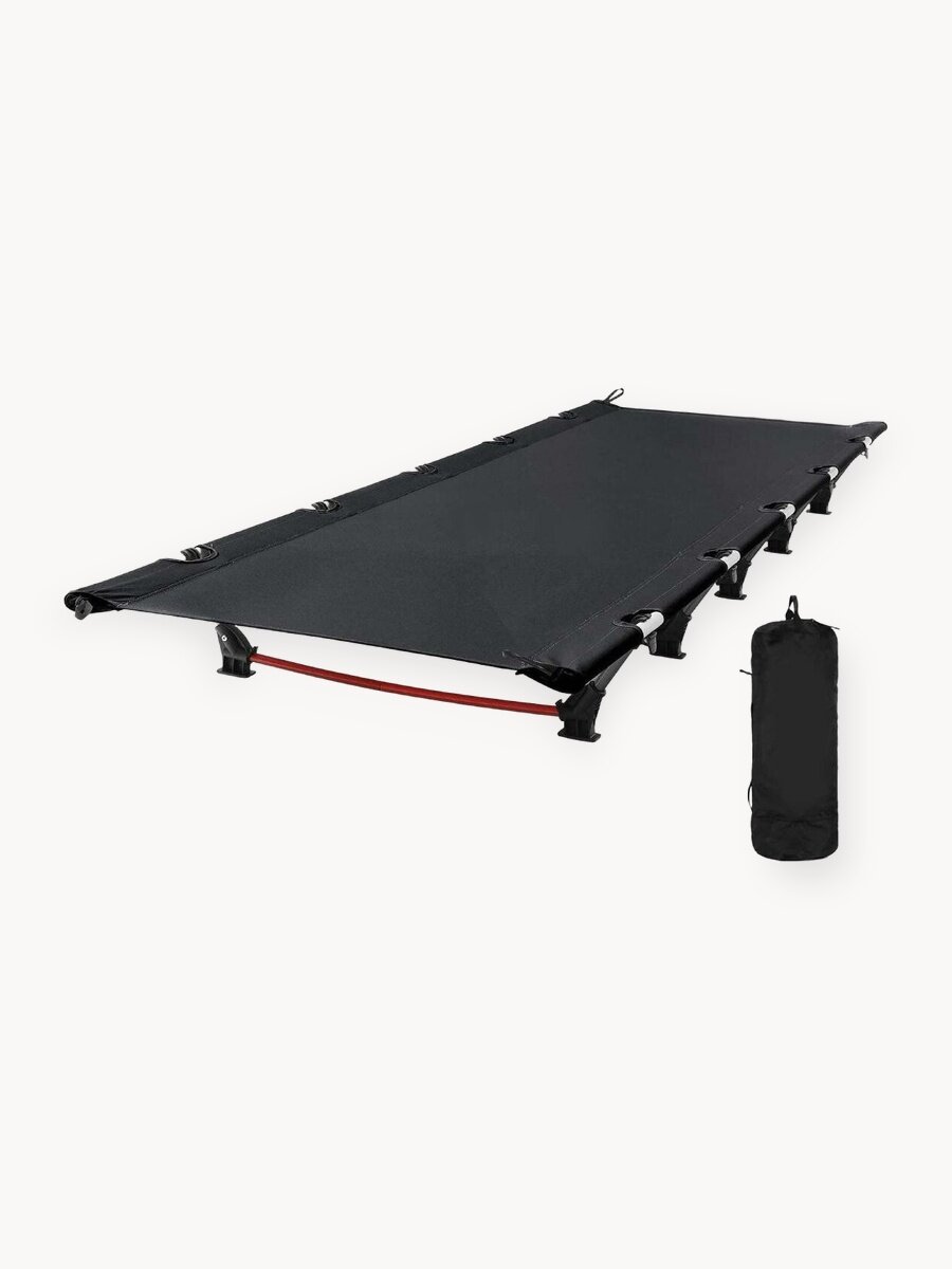 Кровать складная кемпинговая / туристическая раскладушка облегченная (черный)