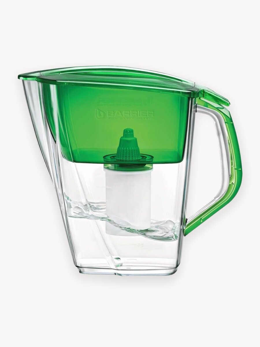 Фильтр-кувшин изумрудного оттенка на 4,2 литра с картриджем для очистки воды и откидной крышкой, безопасный пластик, ресурс 350 тысяч литров