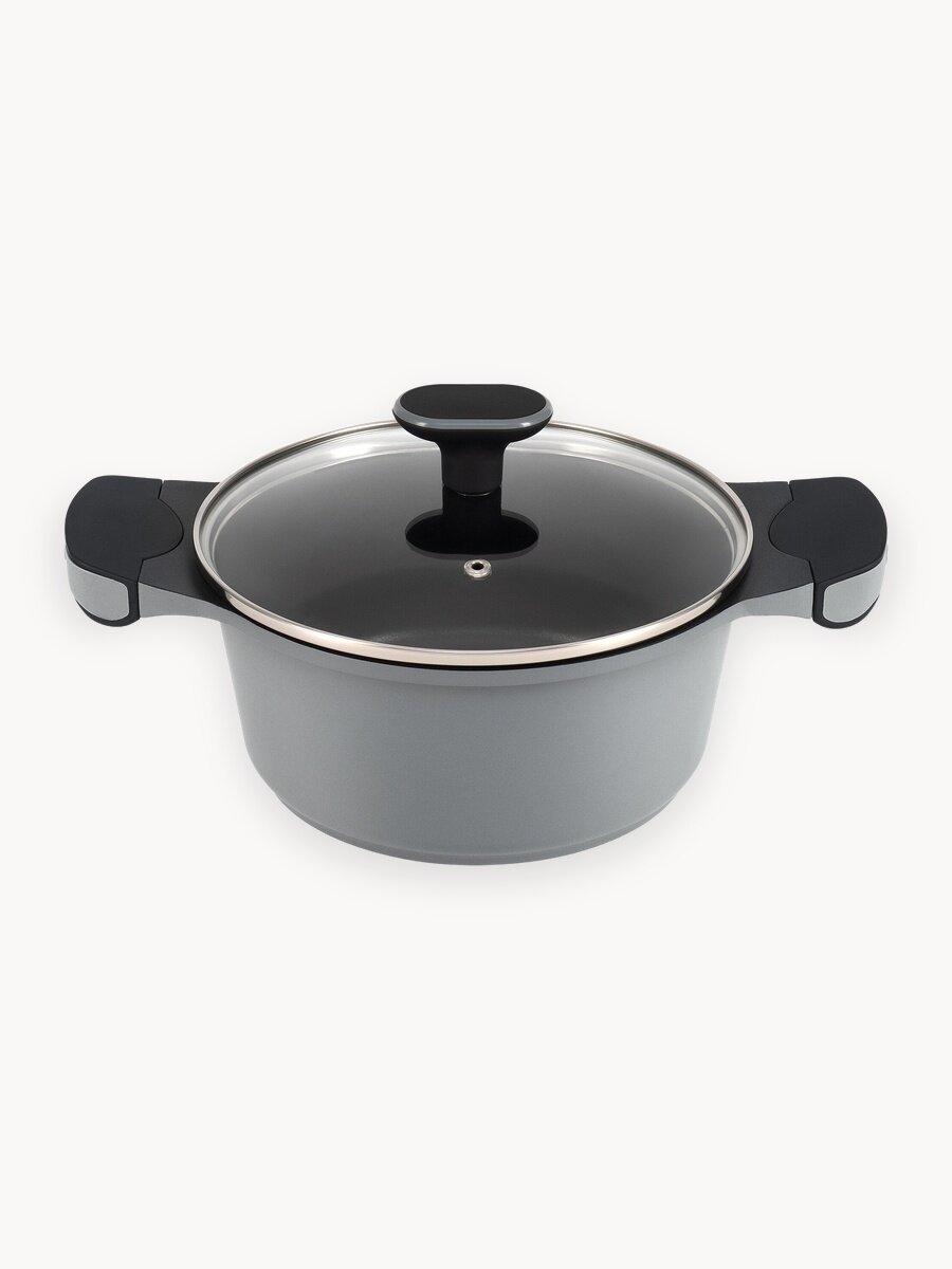 Кастрюля с крышкой Polaris Stein-20C литой алюминий 2,5 л, Серый