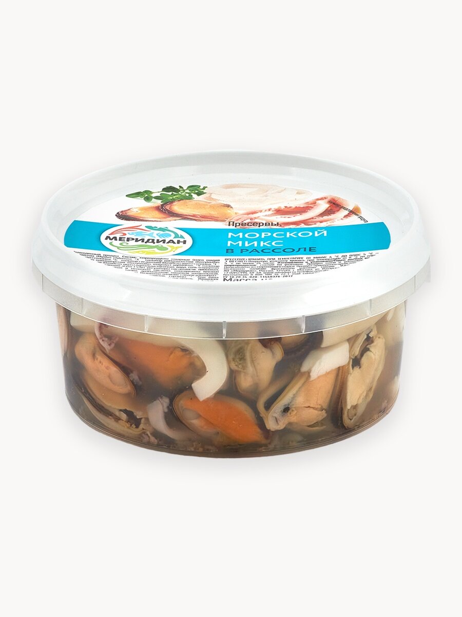 Коктейль из морепродуктов Меридиан, в рассоле, кусочки, 180 г