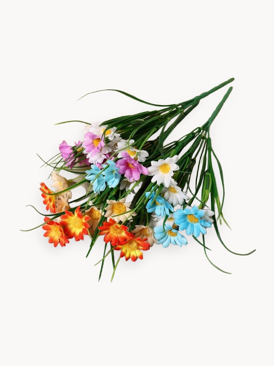 Букет Сима-ленд «Яркие ромашки», пластик, текстиль, 28см, разноцветный