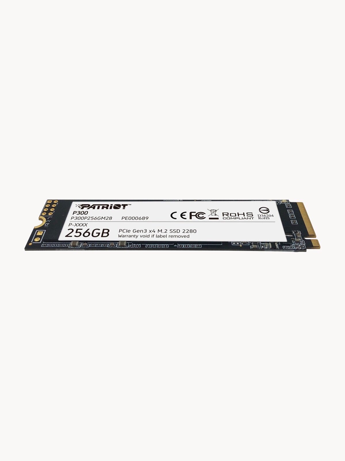 SSD накопитель Patriot P300 P300P256GM28 256ГБ, M.2 2280, PCIe 3.0 x4, NVMe, M.2