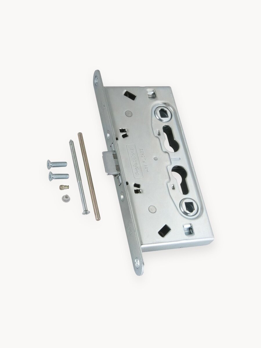 Врезной замок Fuaro FL-0432, противопожарный, оцинкованная сталь, серебристый