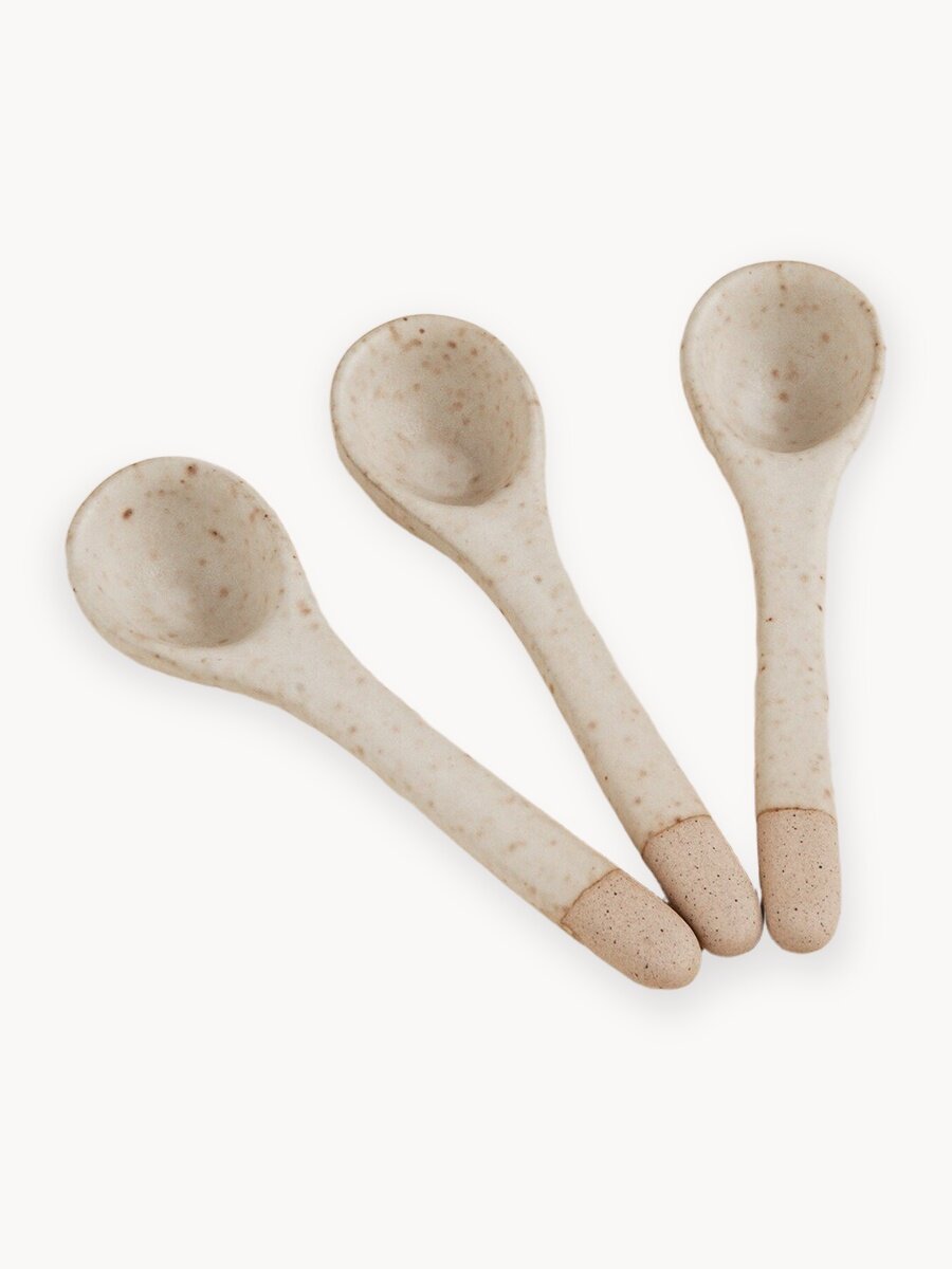 Набор ложек чайных из керамики SL Home «Виенто», 10,5×2,8 см, цвет бежевый