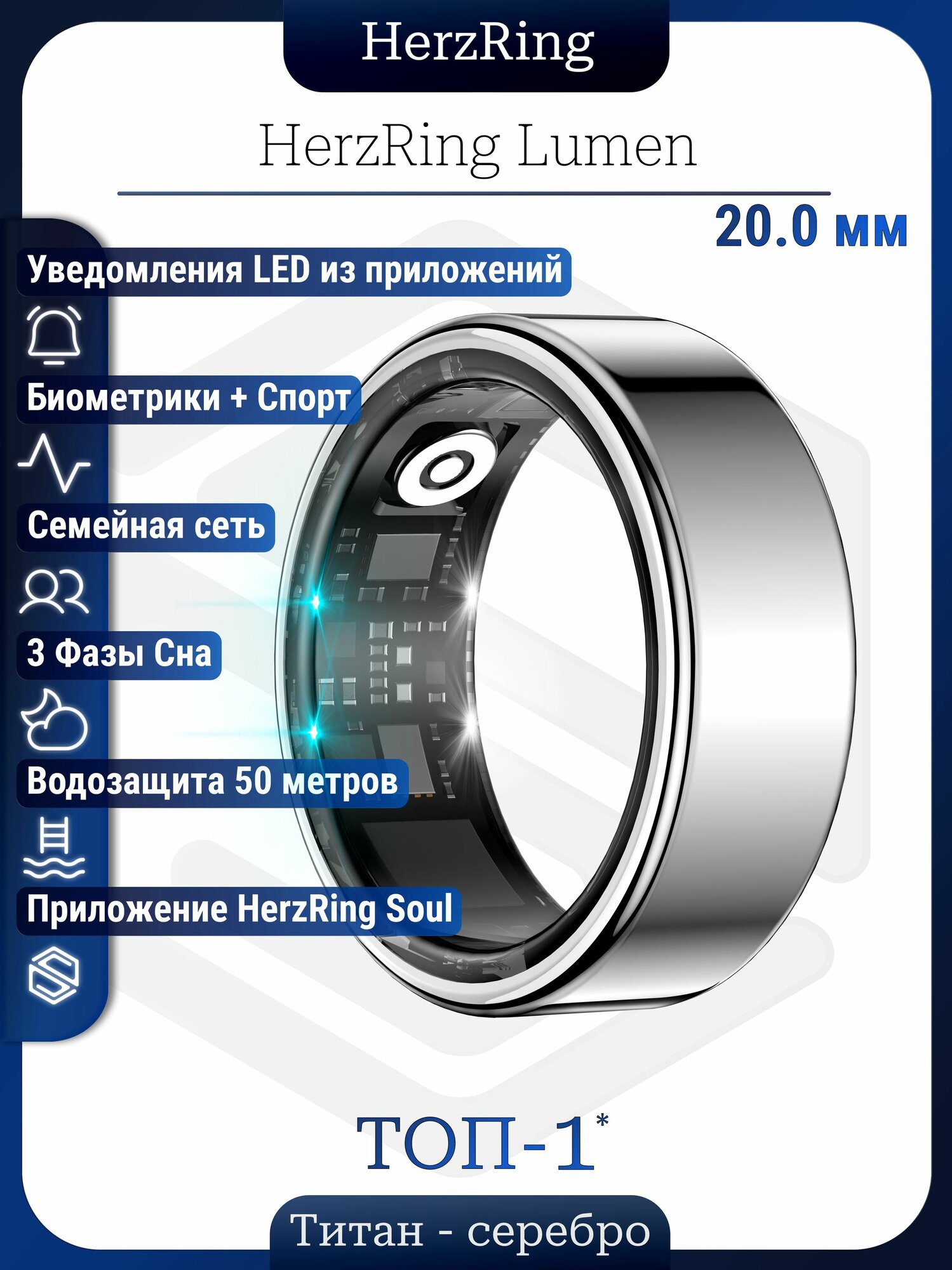 Умное кольцо с Уведомлениями Lumen RW